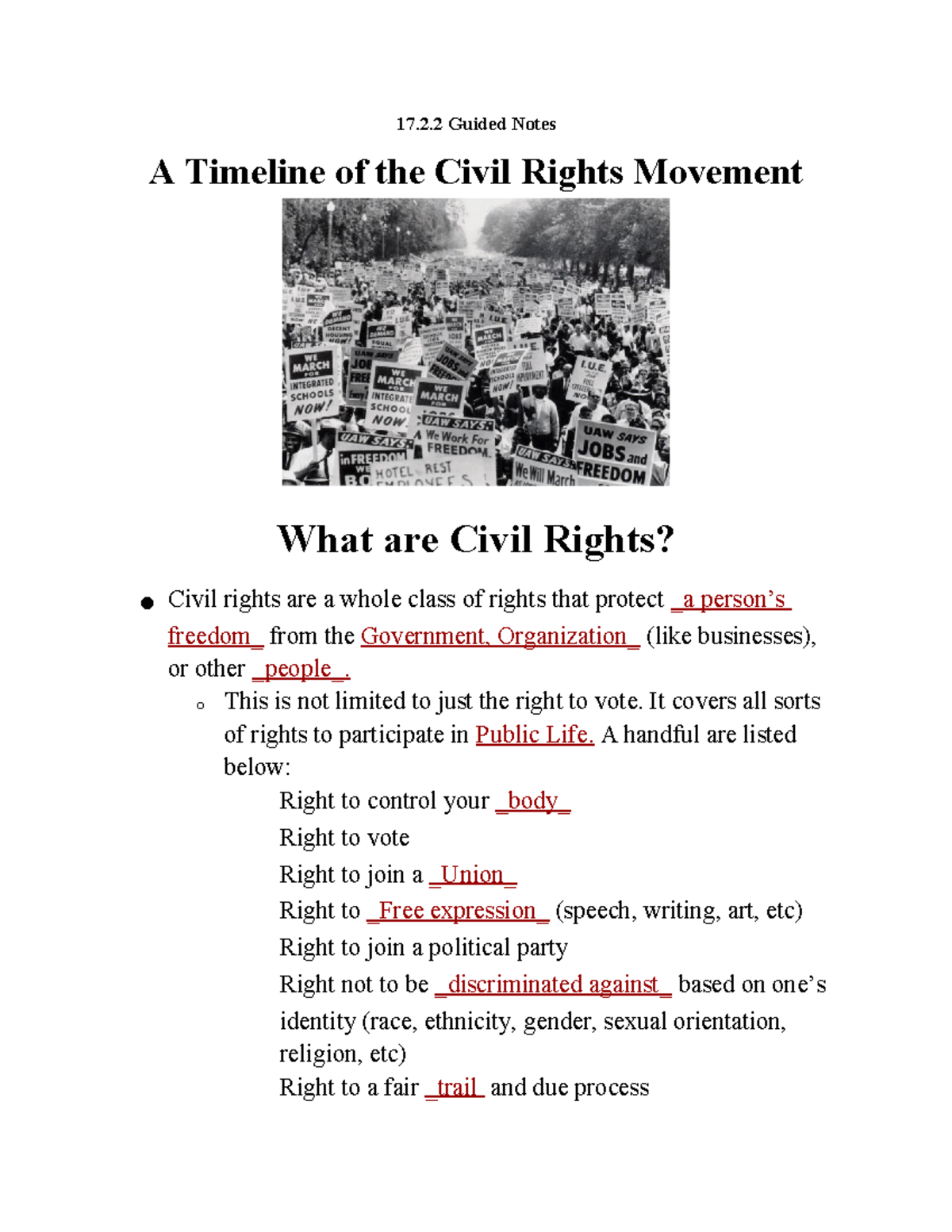 17.2.2 Guided Notes - Overview of the Civil Rights Movement - Studocu