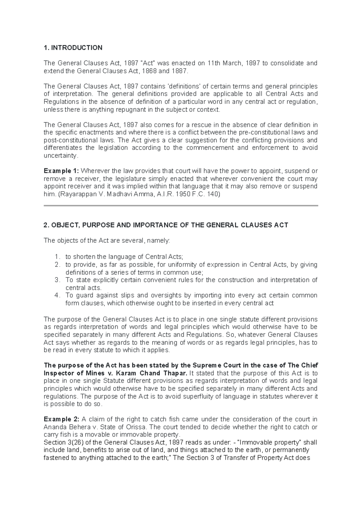 General Rules of Construction: General Clauses Act, 1897 - Studocu