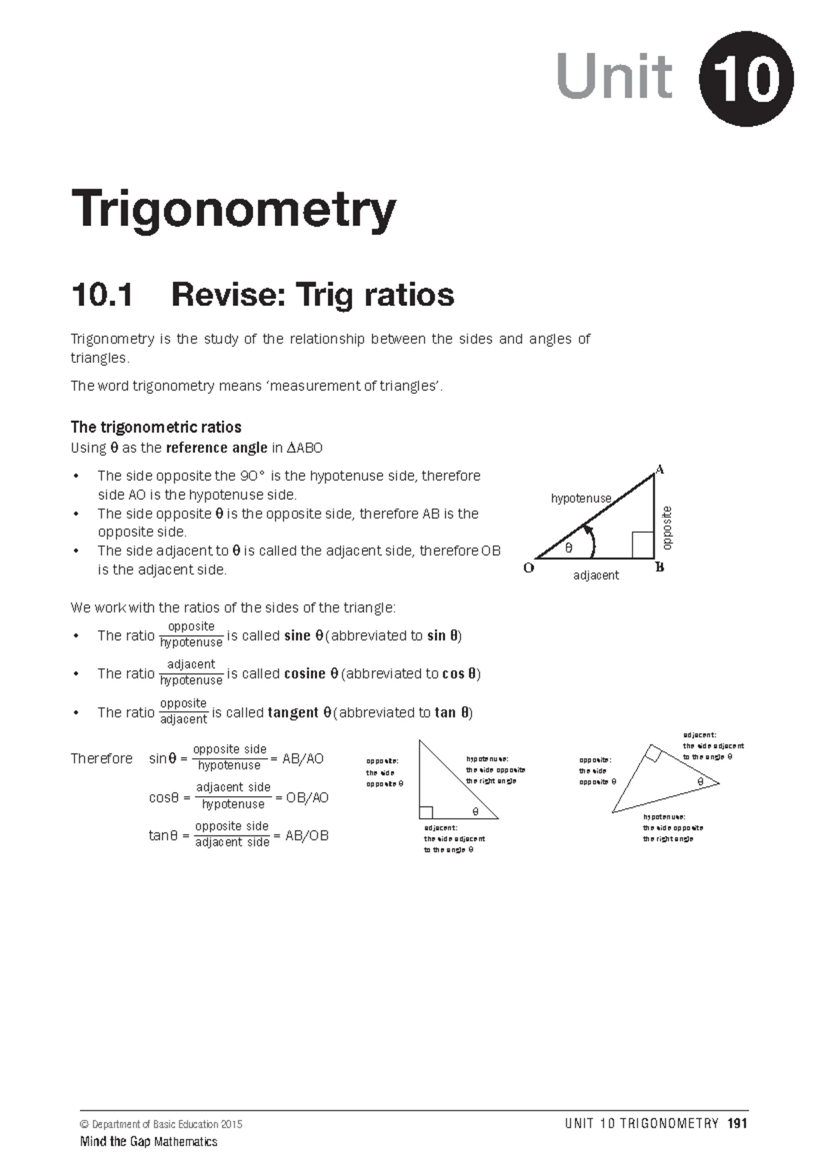 Sine Cosine and Area Rule Notes - 222 uNiT 11 Tr iGONOMETry: SiNE ...