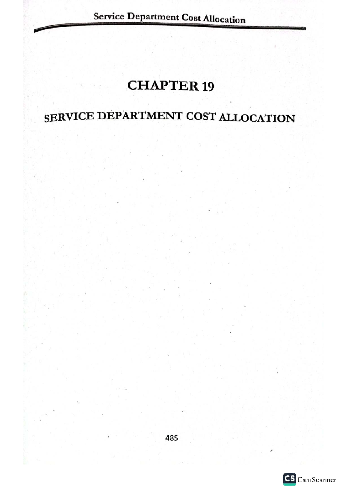 Chapter 19 - Service Department Cost Allocation Overview - Studocu