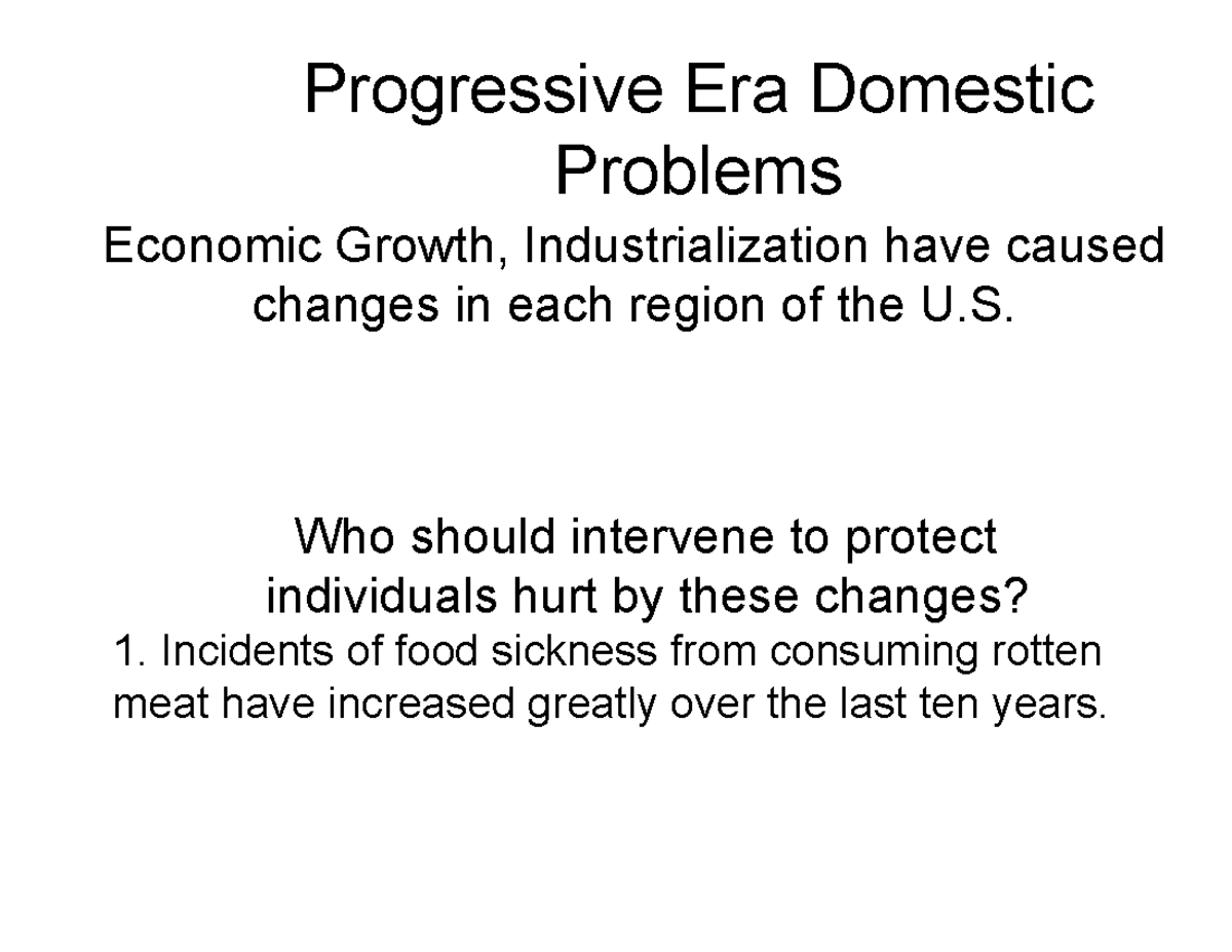 Progressive Era Issues: Economic Growth & Social Challenges - Studocu