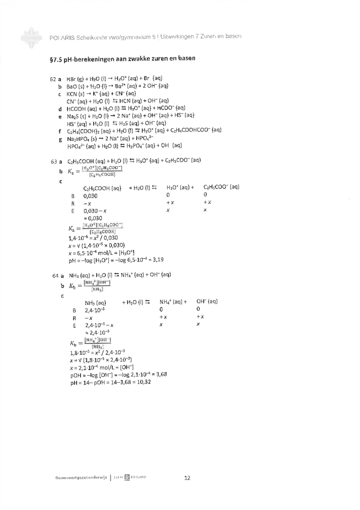 POLARIS Scheikunde 5 - Uitwerkingen Zuren en Basen (HBr, Na₂CO₃ ...
