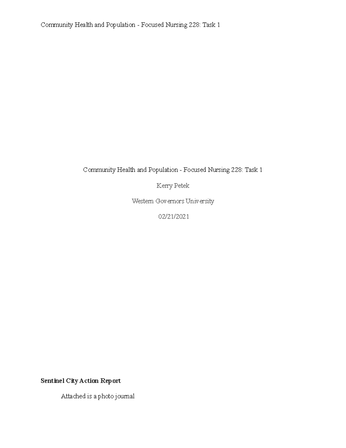 Community Health C228 Task 1 - Community Health and Population ...