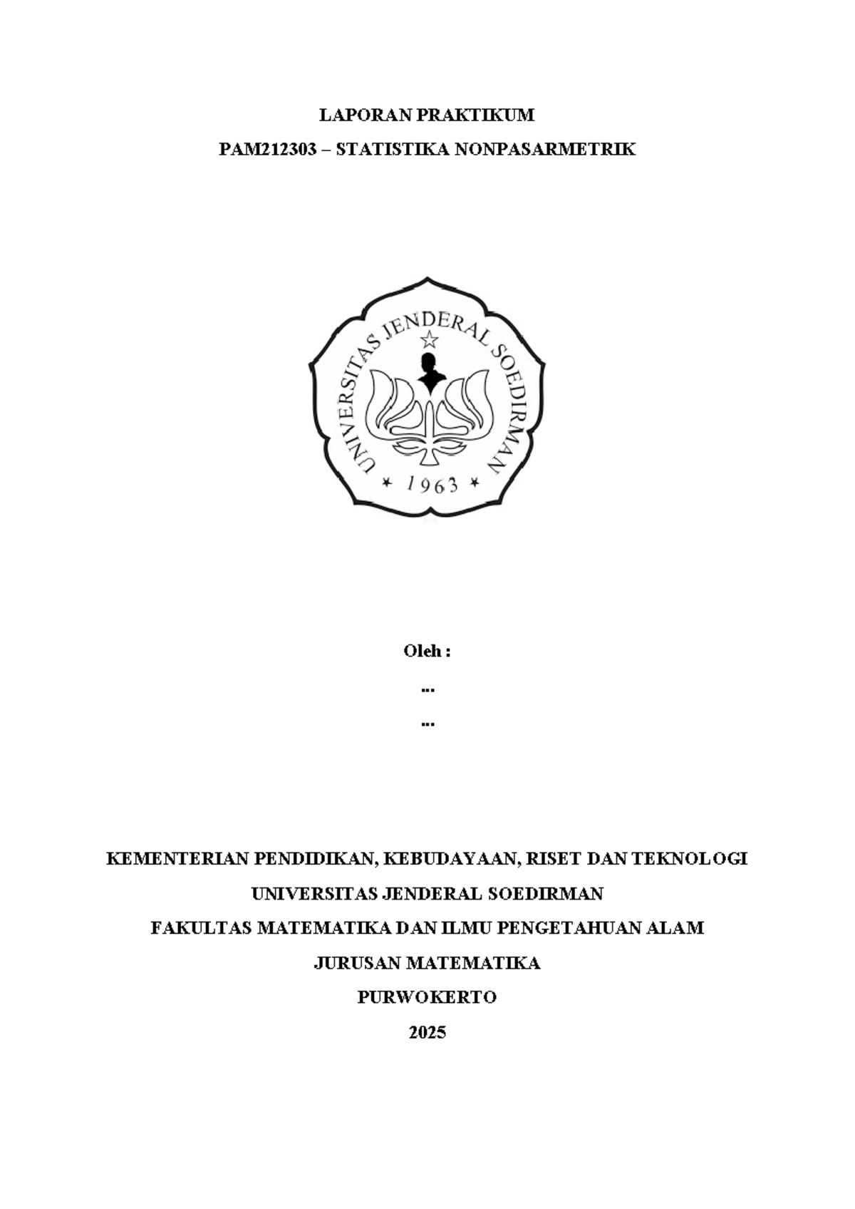 Cover unsoed 1 - Lembar Depan - Universitas terbuka - LAPORAN PRAKTIKUM ...
