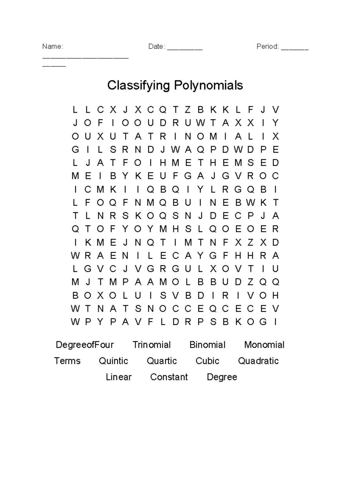 Classifying Polynomials: Types and Degrees (Math 54f80) - Studocu
