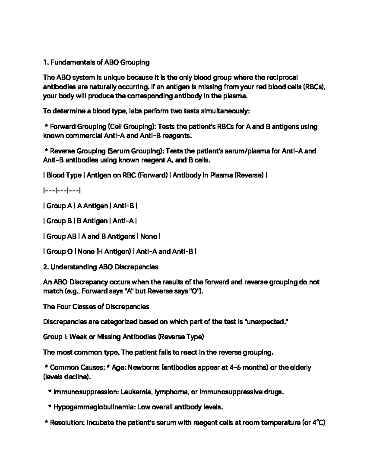 ABO Grouping & Discrepancies: Understanding Blood Typing Tests - Studocu