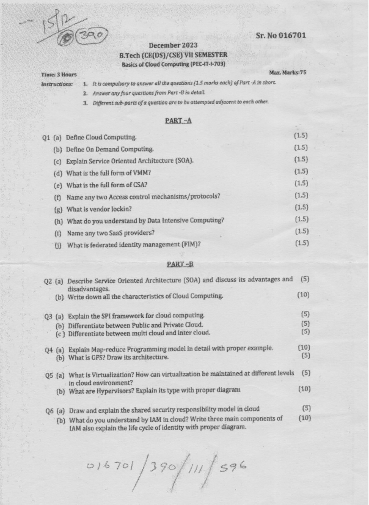 B.Tech VII Sem Cloud Computing Final Exam Guide - Dec 2023 - Studocu