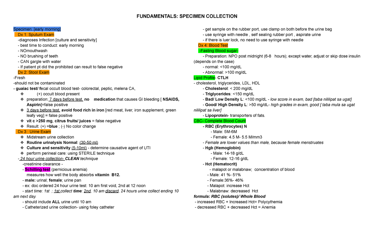 Fundamentals Specimen Collection - FUNDAMENTALS: SPECIMEN COLLECTION ...