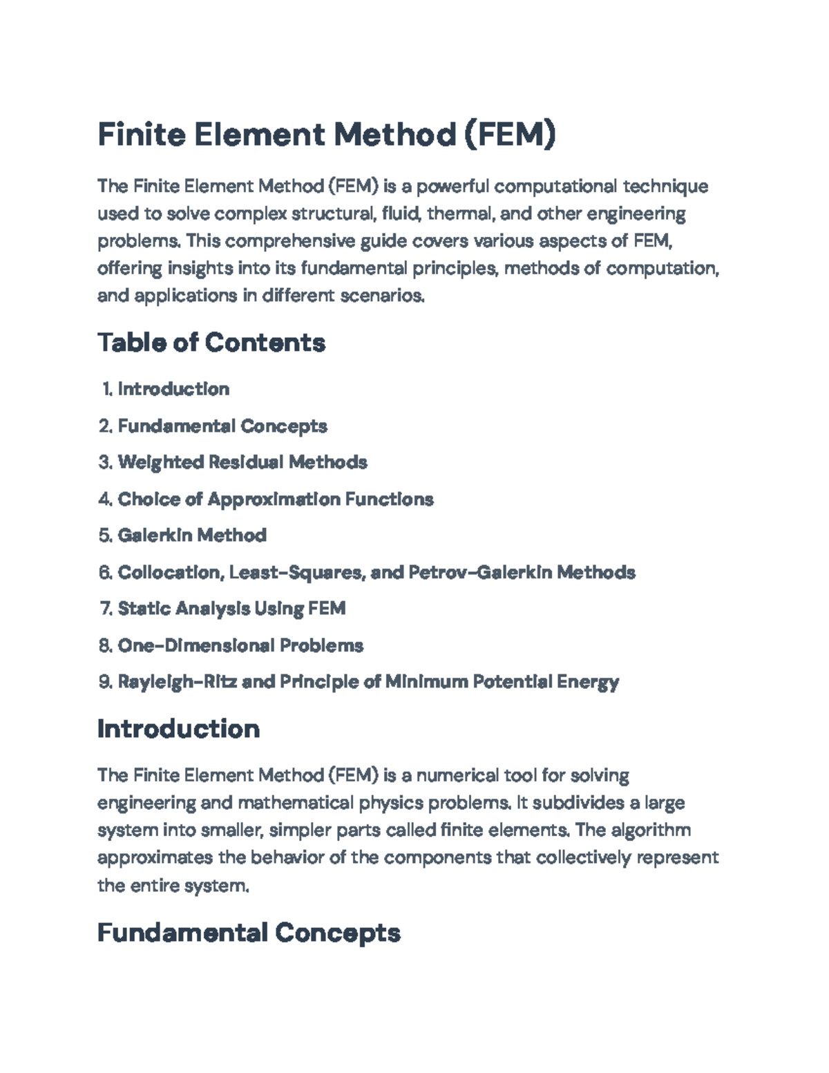 Comprehensive Guide to Finite Element Method (FEM) in Engineering ...