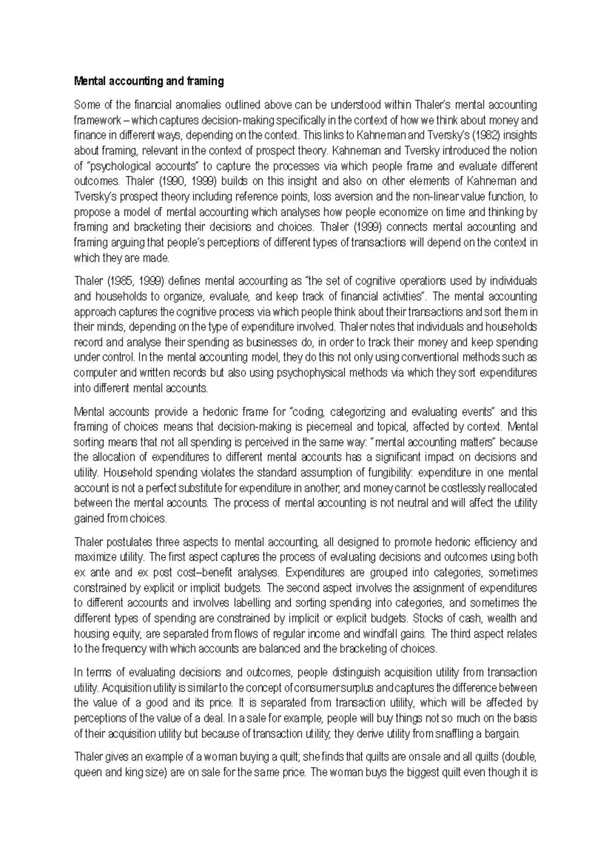 Mental Accounting & Framing in Behavioral Economics: Insights and ...