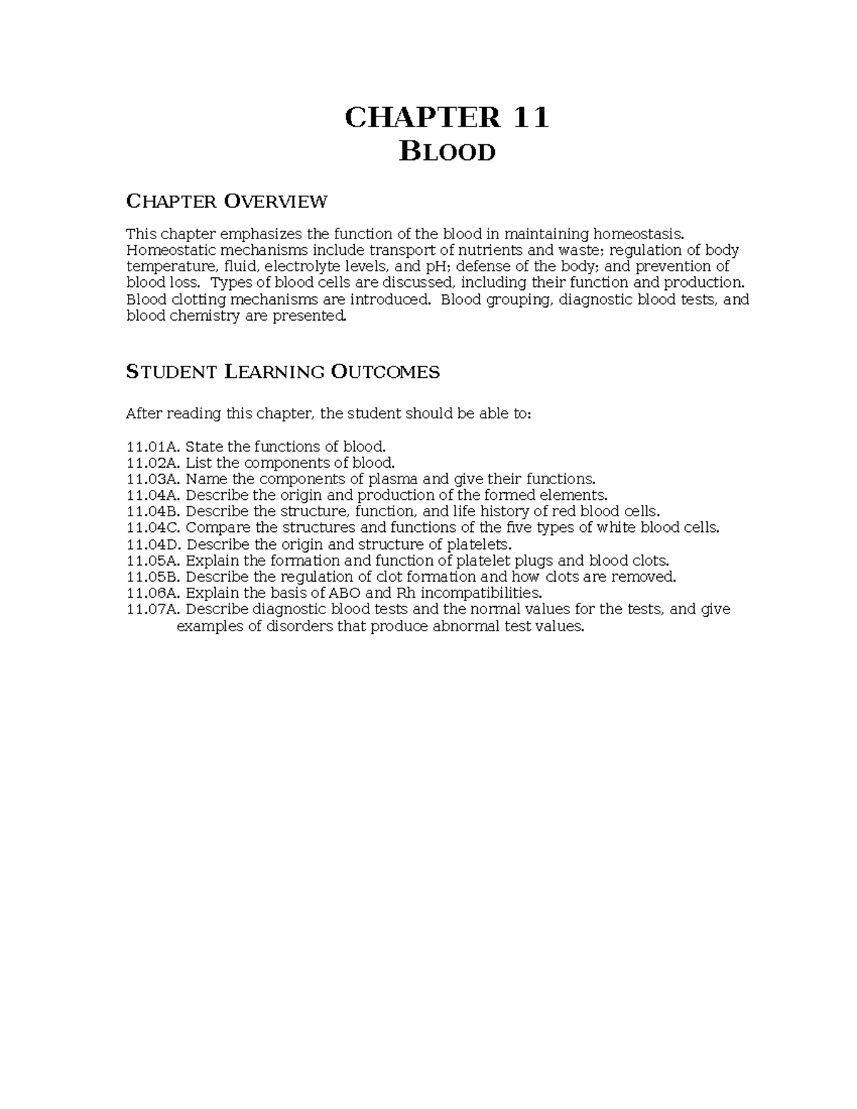 CHAPTER 11 BLOOD: FUNCTIONS, COMPONENTS & CLINICAL TESTS - Studocu