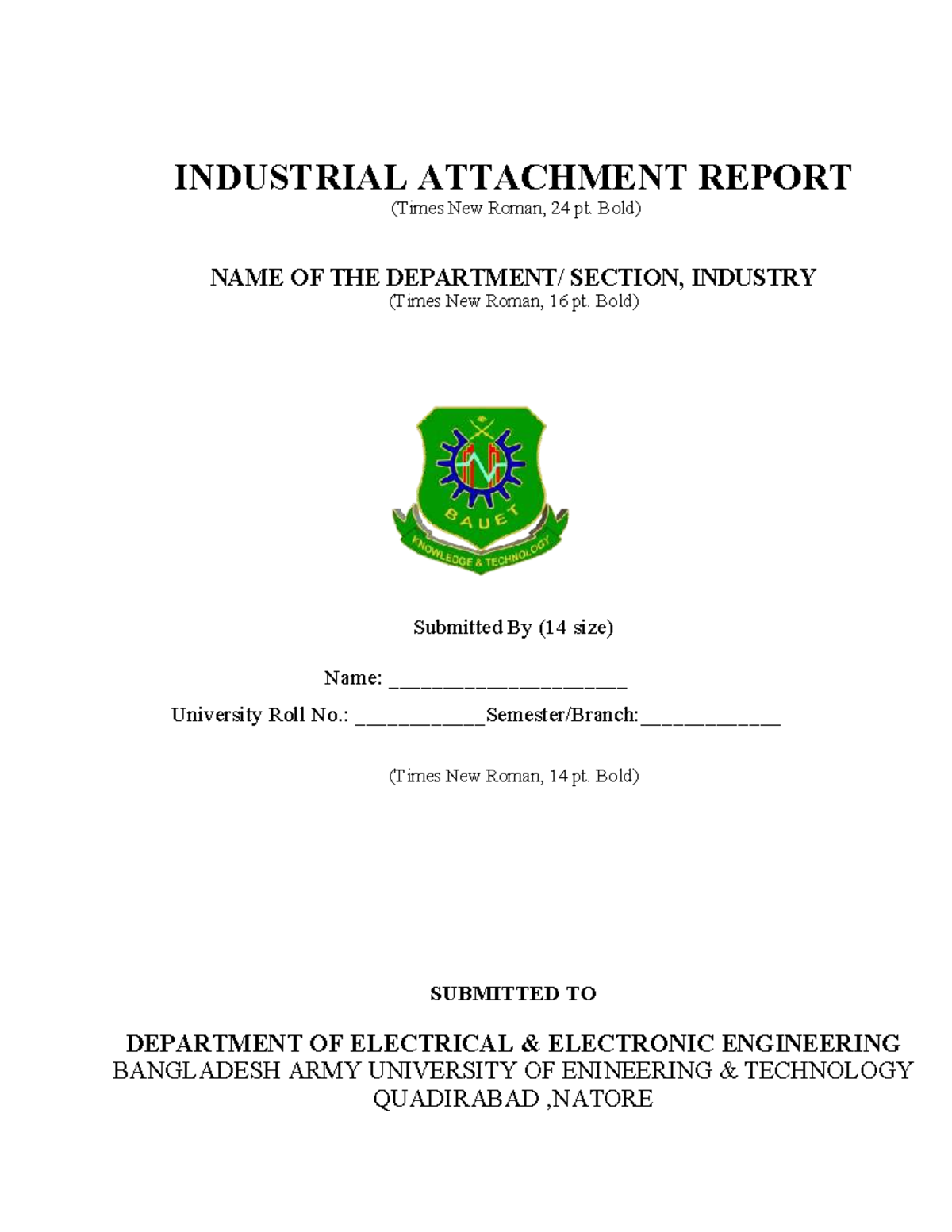 Guideline-for-Industrial-Attachment-Report - INDUSTRIAL ATTACHMENT ...