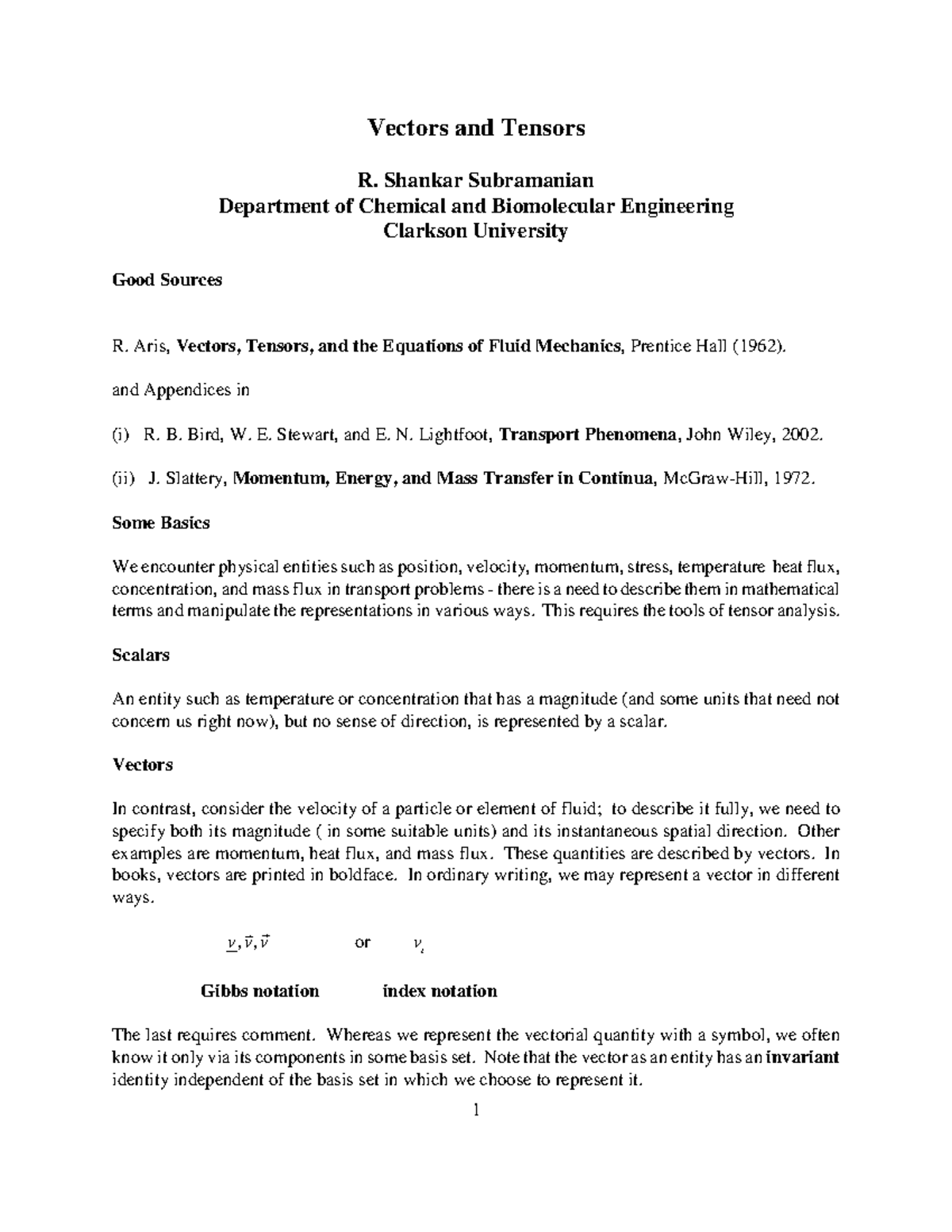 Vectors and Tensors: Key Concepts and Applications in CBE 202 - Studocu