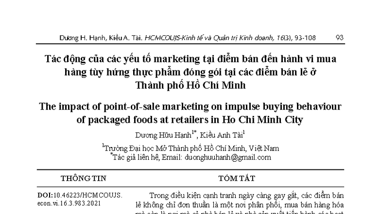 Tac dong cua cac yeu to marketing tai diem ban den - Tác động của các ...