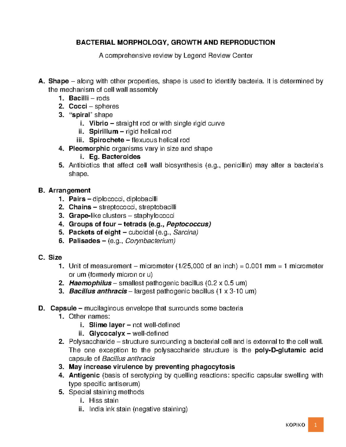 Bacterial Morphology and Growth - BACTERIOLOGY STUDY GUIDE - Studocu