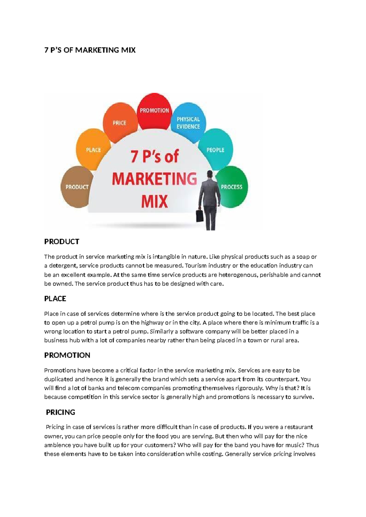 7 P marketing mix - NOTES - 7 P’S OF MARKETING MIX PRODUCT The product ...