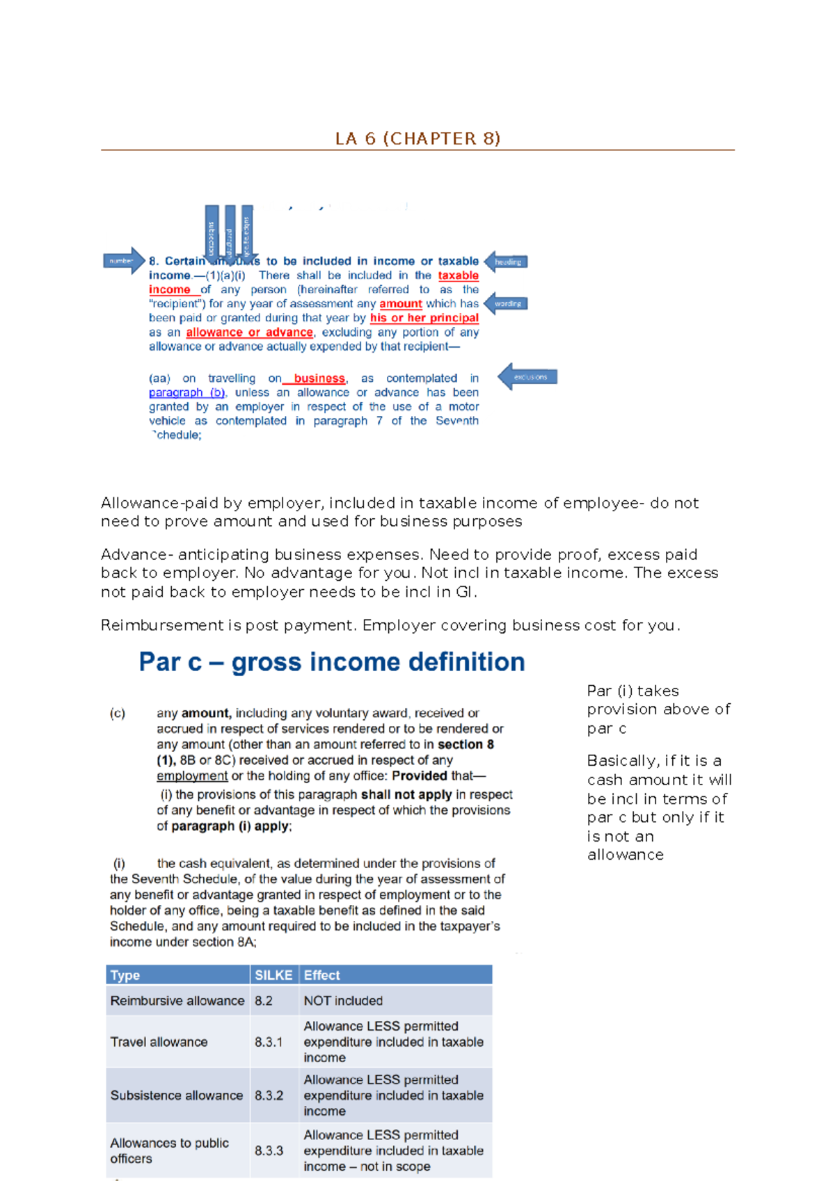 LA 6 - Travel Allowance Tax Implications and Calculations Guide - Studocu