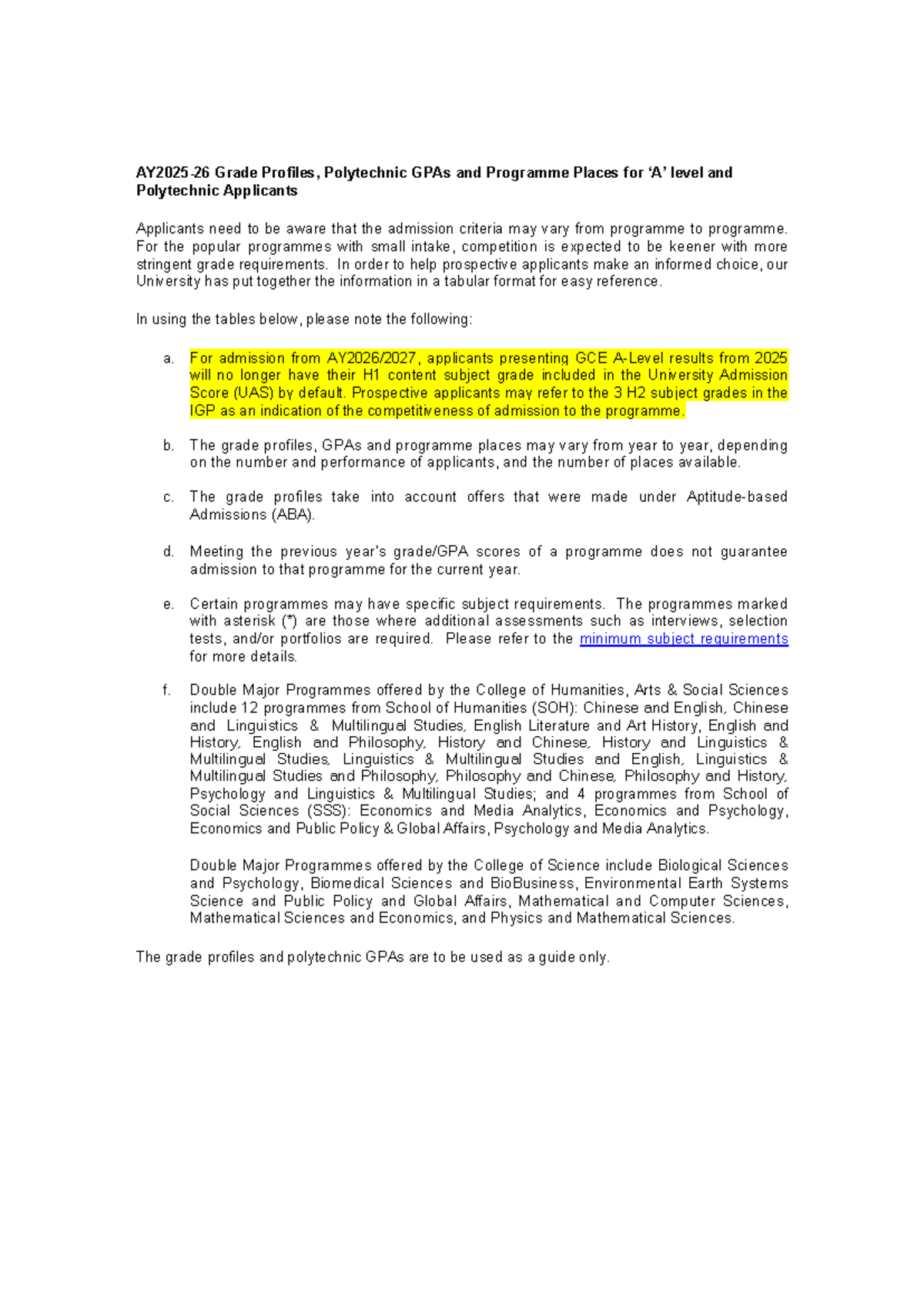 NTU IGP 2025: Grade Profiles & Polytechnic GPAs for Applicants - Studocu