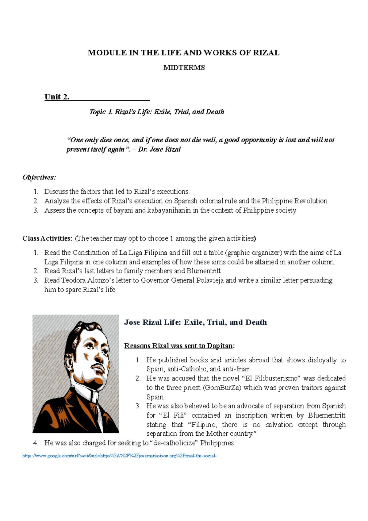 Life and Works of Dr. Jose Rizal - Chapter 1: Advent of a National Hero ...