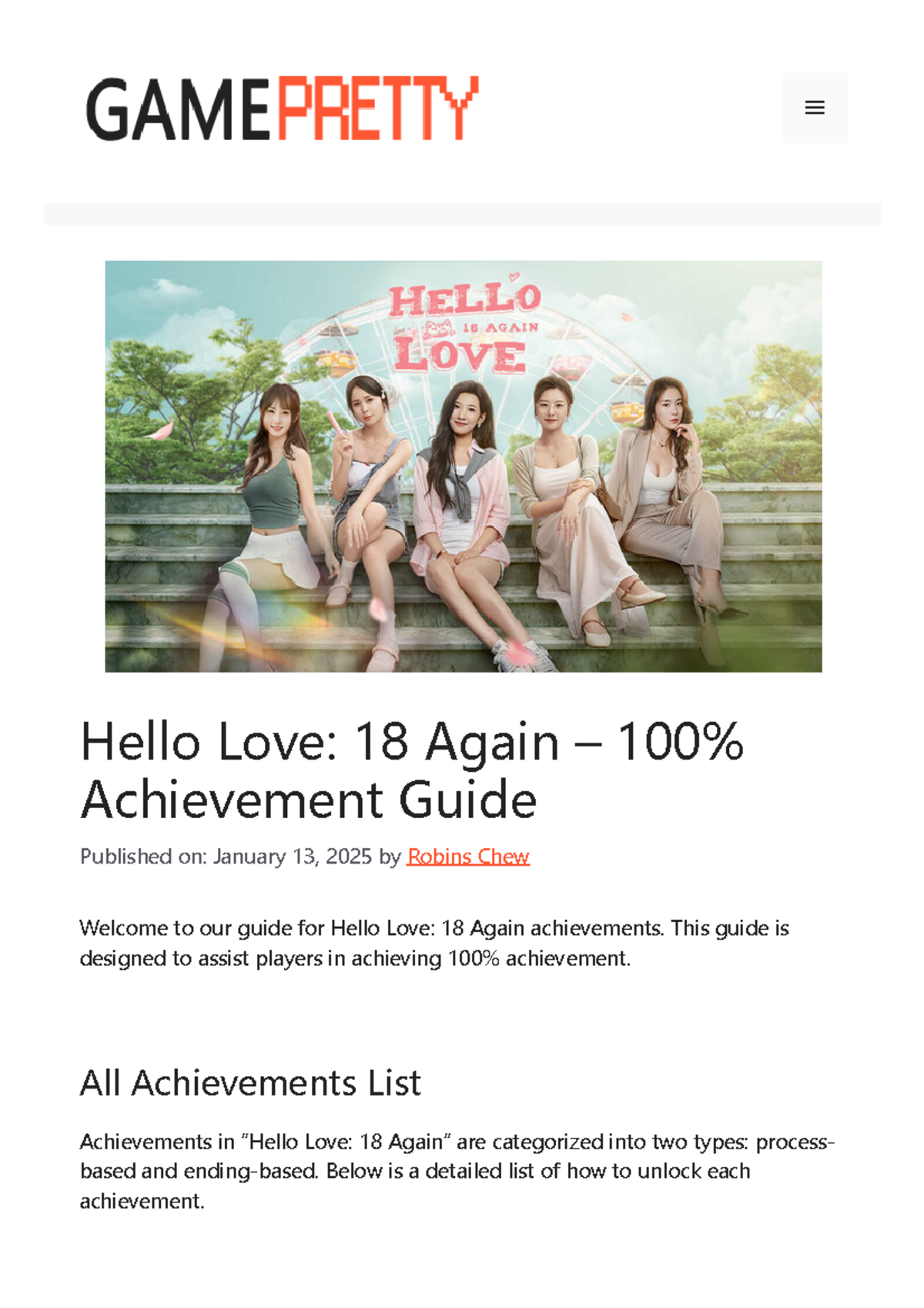 Hello Love: 18 Again - Complete Achievement Guide (100%) - Studocu
