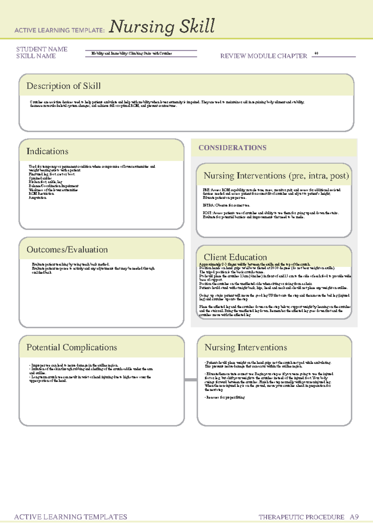 ATI Crutches: Nursing Interventions & Client Education Guide - Studocu