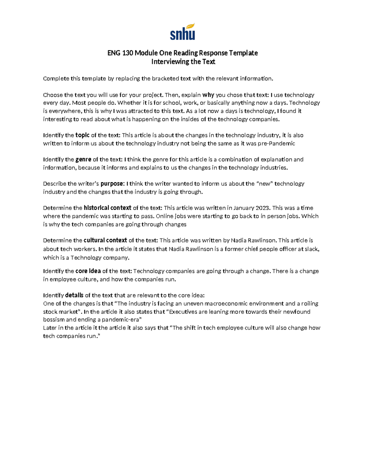 ENG 130 Module 1 Reading Response: The Shift in Tech Workers' Culture ...