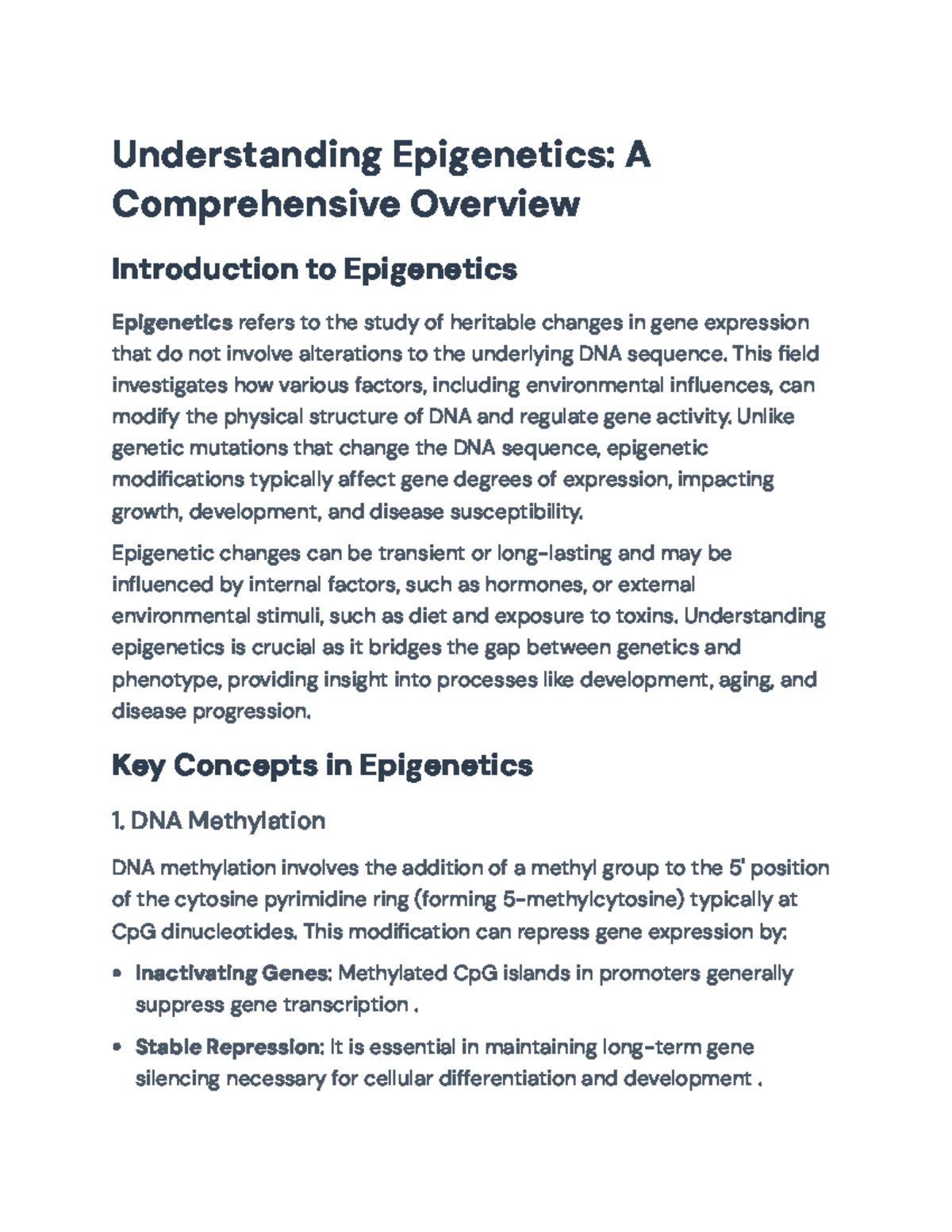 Understanding Epigenetics: Key Concepts and Implications for Health - Understanding Epigenetics ...