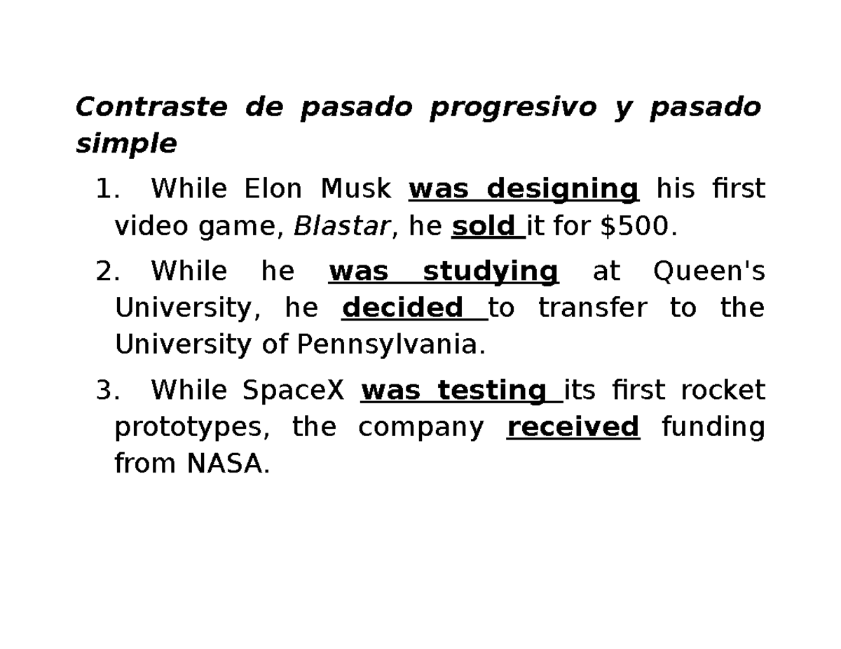 Examen de Inglés 3: Pasado Progresivo vs. Pasado Simple y Presente ...