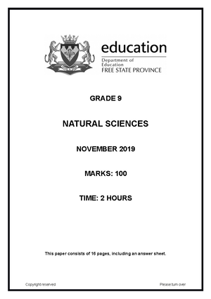 Grade 9 NS Practical Task Term 2 - NATURAL SCIENCES Practical Task 2 ...