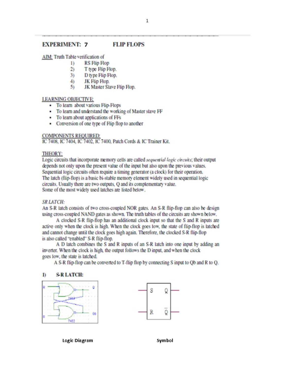 Exp-7 Flip Flop: Truth Table Verification & Applications - Studocu