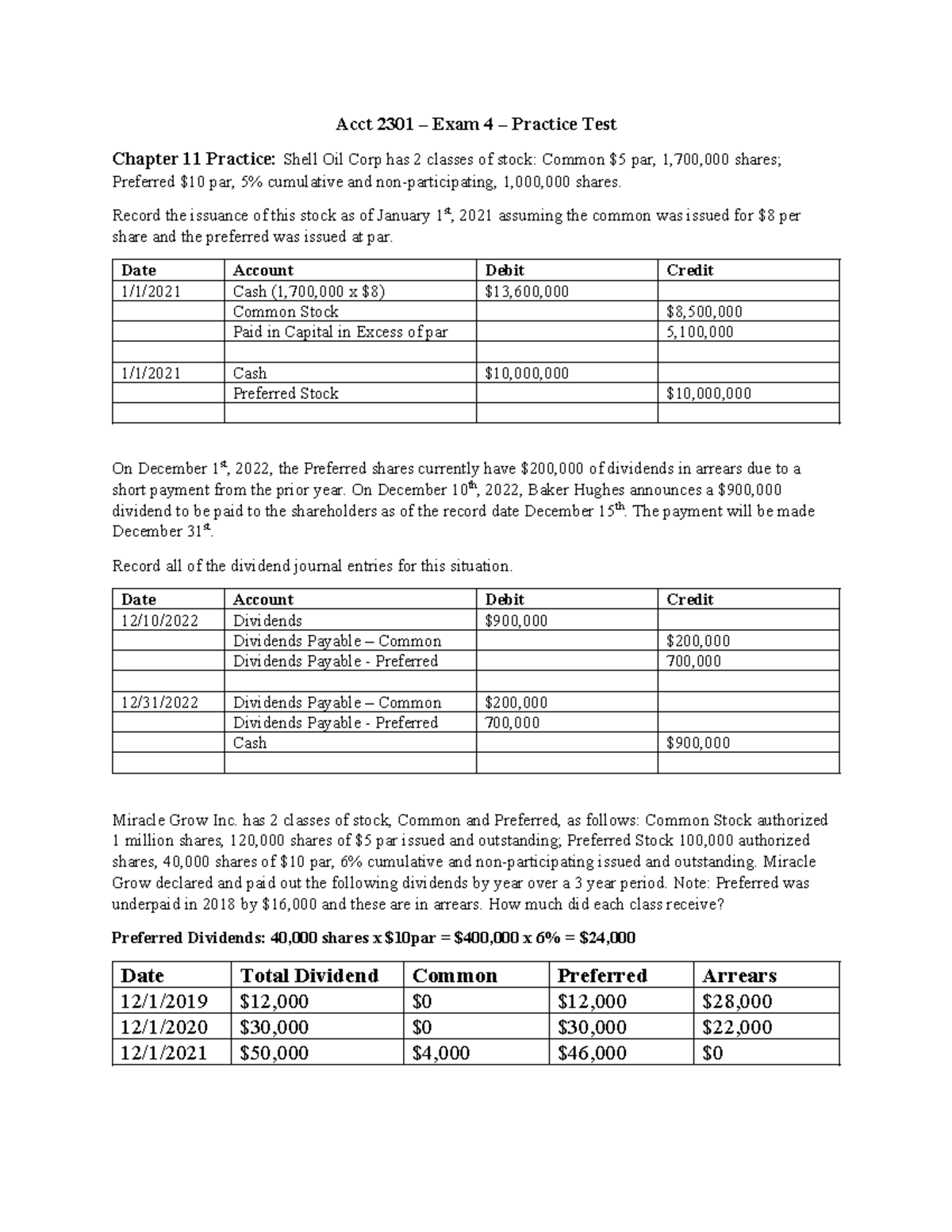 Acct 2301 – Exam 4 Practice Test: Adjusting & Closing Entries Insights ...