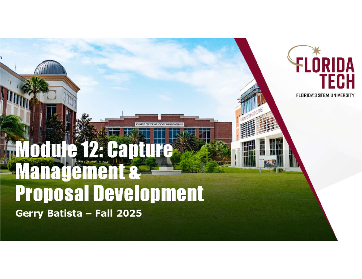 Module 12: Capture Management & Proposal Development - Studocu