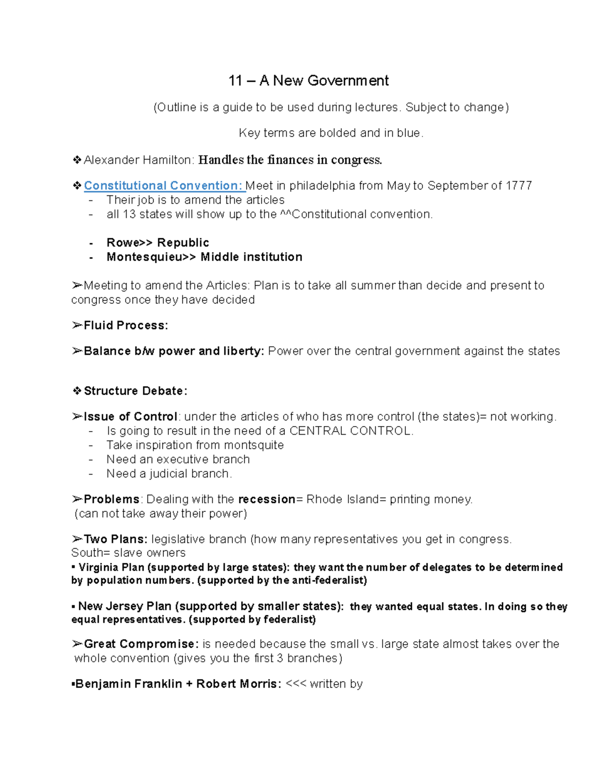 US Government Framework: Constitutional Foundations Lecture Notes - Studocu