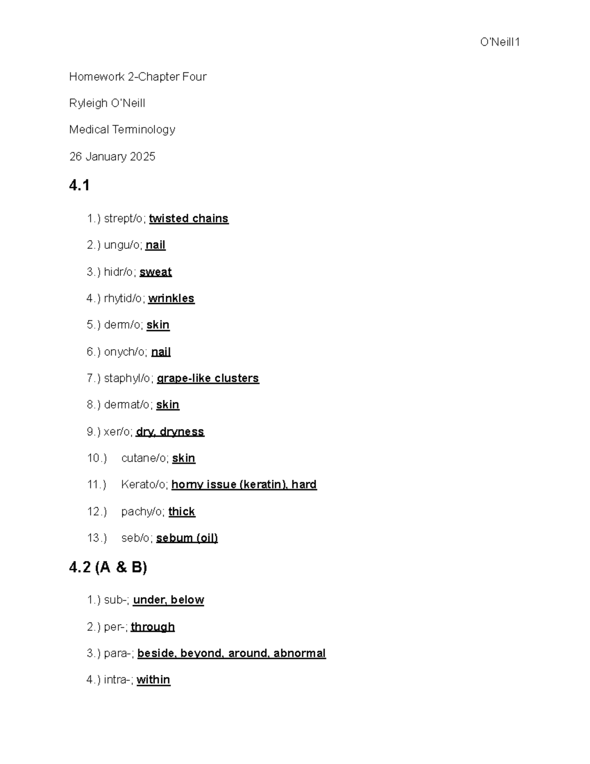 Medical Terminology Homework 2 - Chapter 4 Concepts & Definitions - Studocu