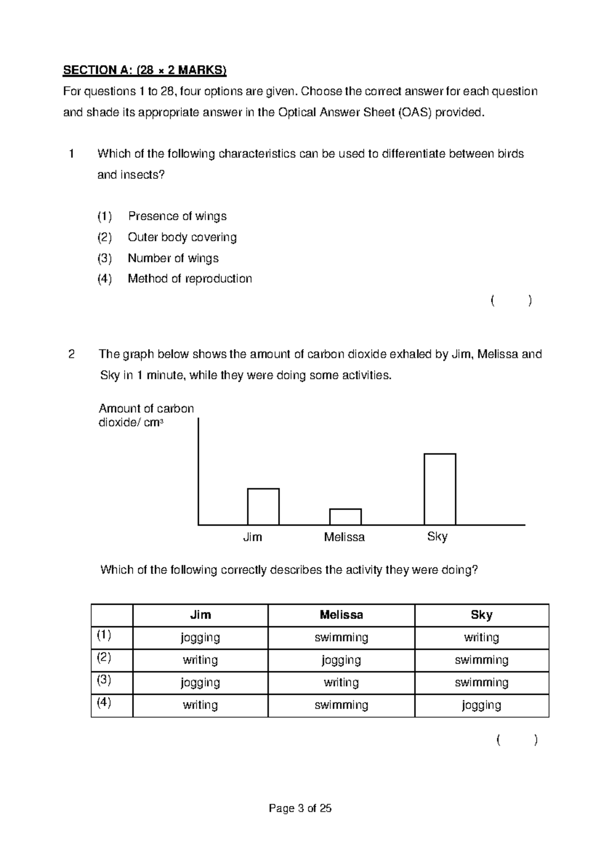 PSLE Science Exam Questions 2023 - Standard Level - Studocu