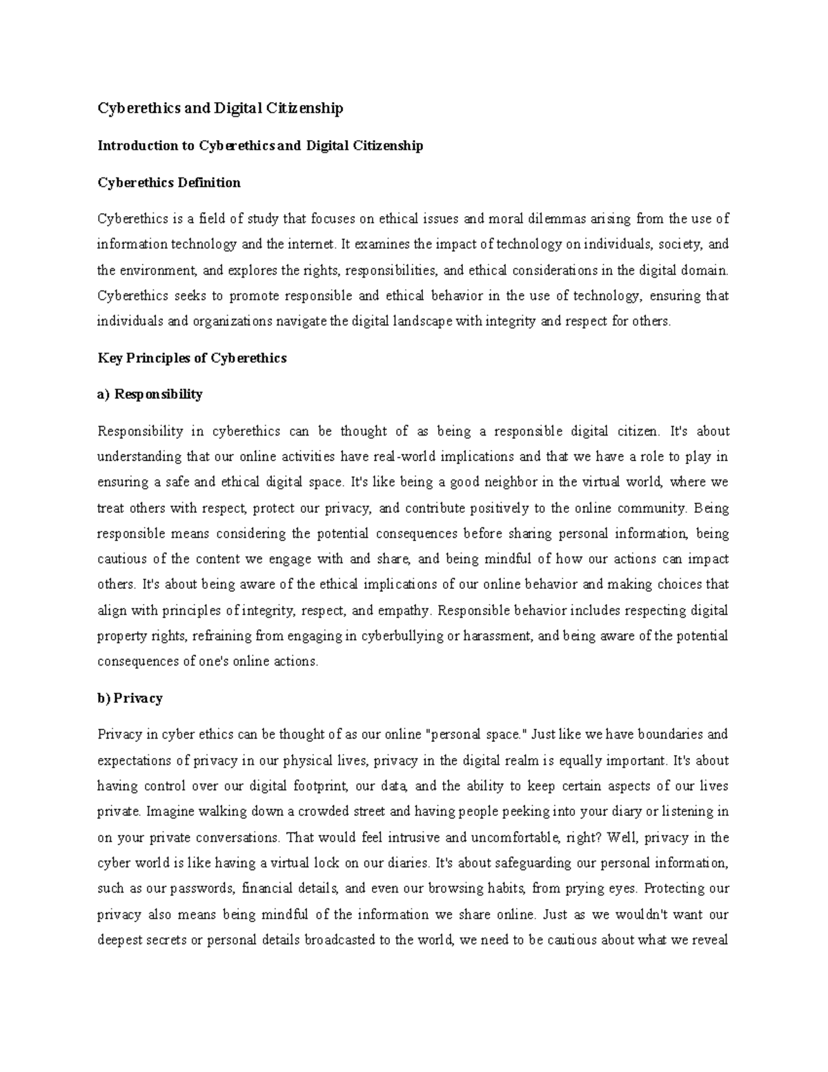 Cyberethics & Digital Citizenship: Principles and Importance in Tech ...