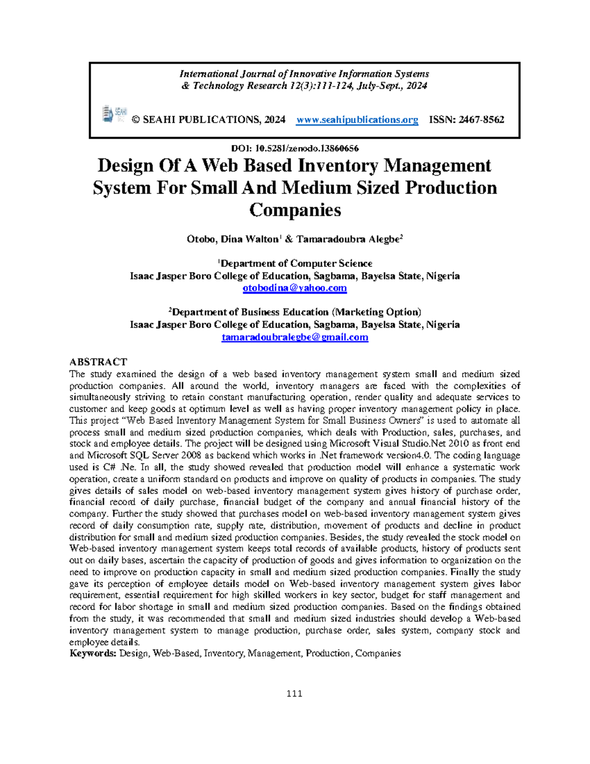 Designing a Web-Based Inventory Management System for SMEs: IJIISTR 12 ...