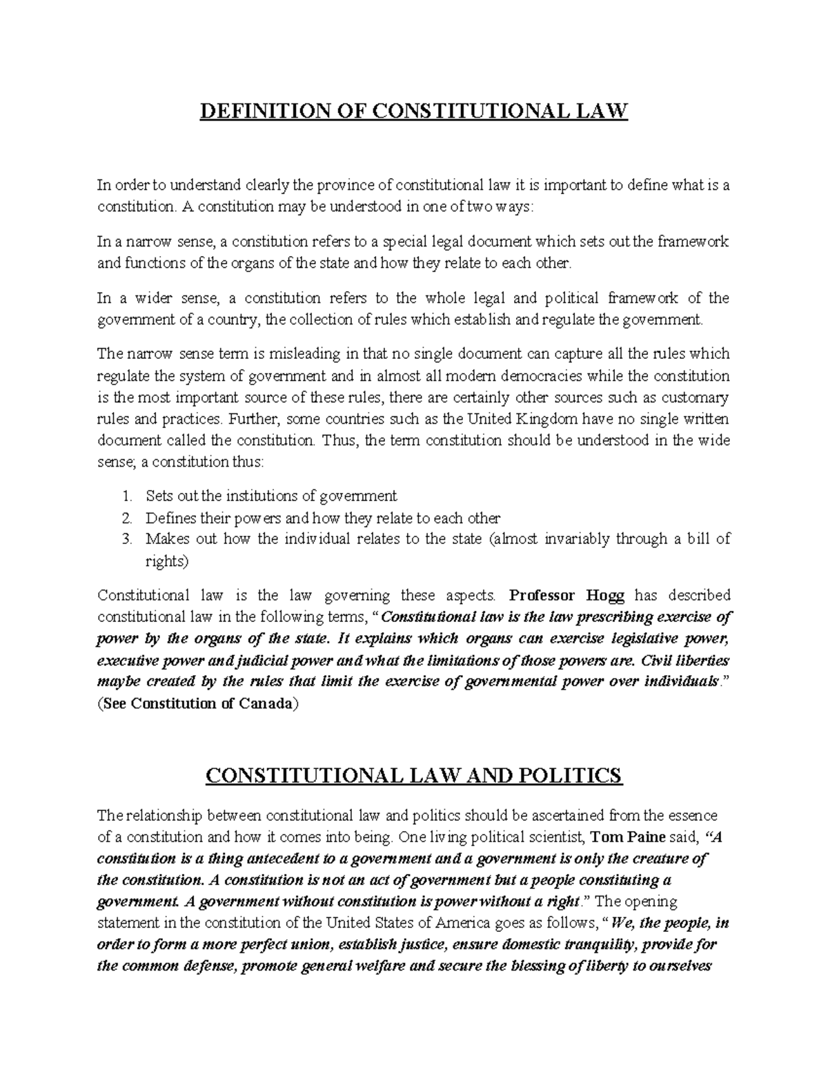 1. Definition AND Scope OF Constitutional LAW - DEFINITION OF ...