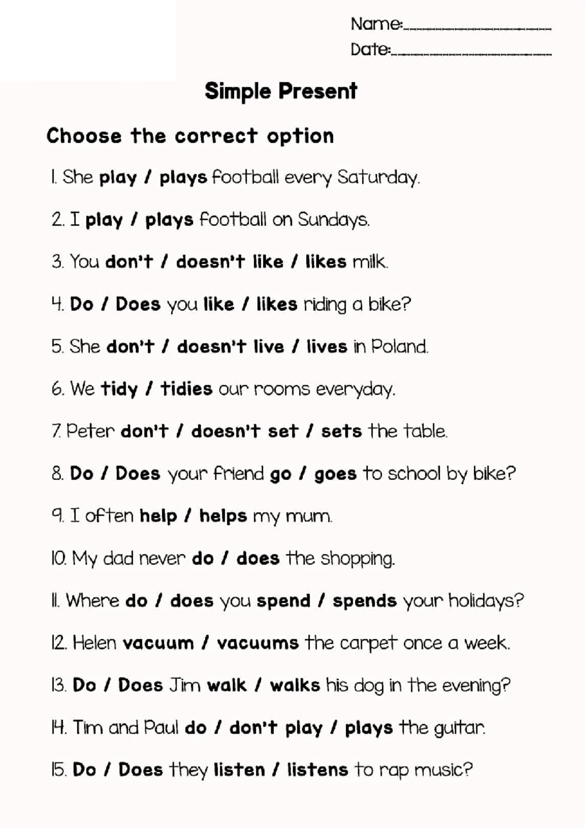 AC-1909-4 Simple Present Tense Practice Questions and Answers - Studocu
