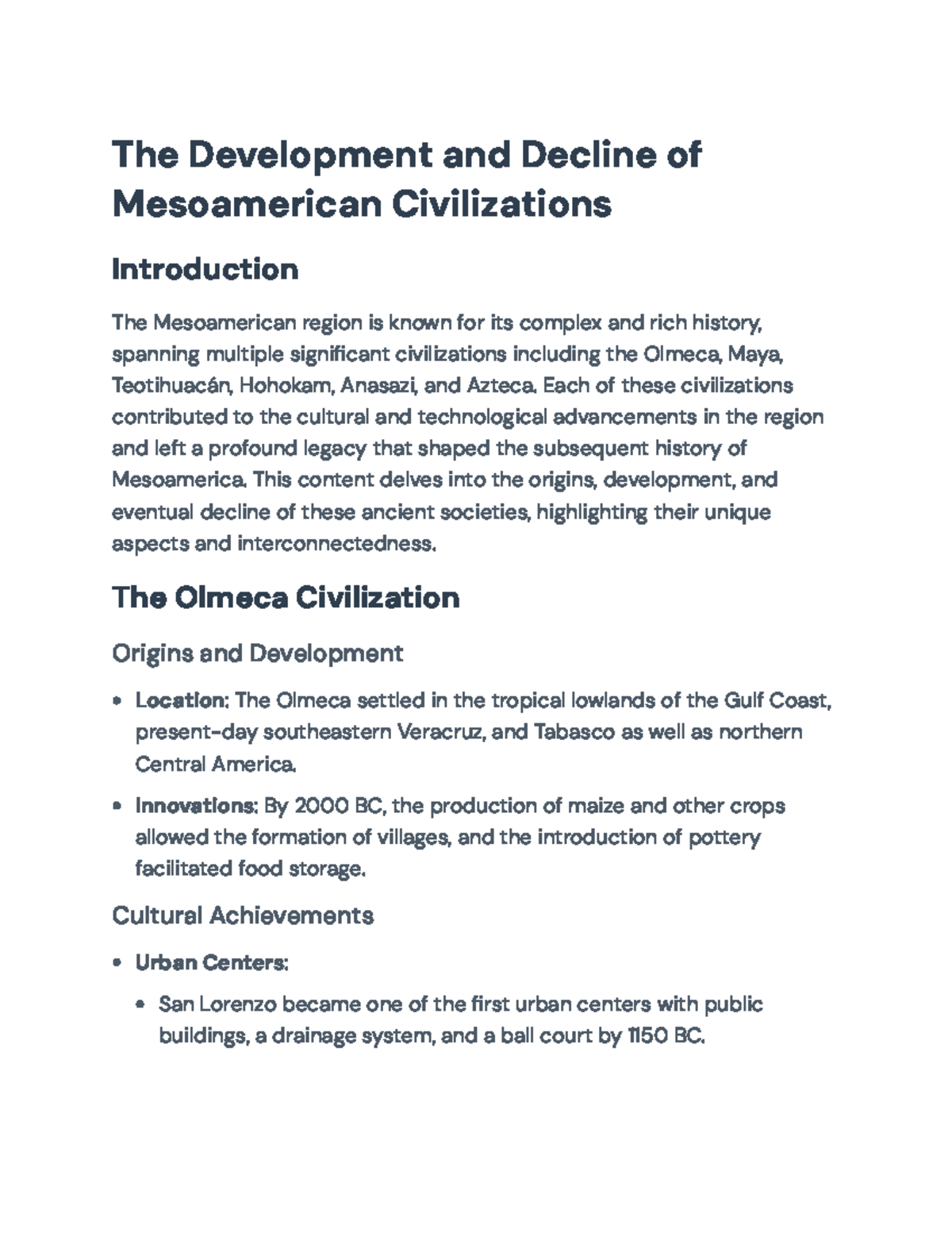Mesoamerican Civilizations: Development, Decline & Legacy Analysis ...
