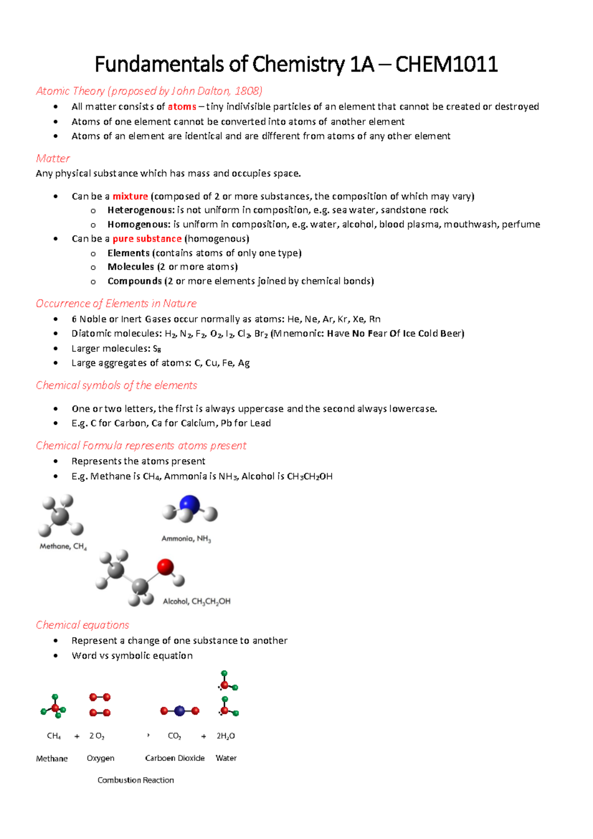 CHEM 24347 - Fundamentals of Chemistry 1A Lecture Notes - Studocu