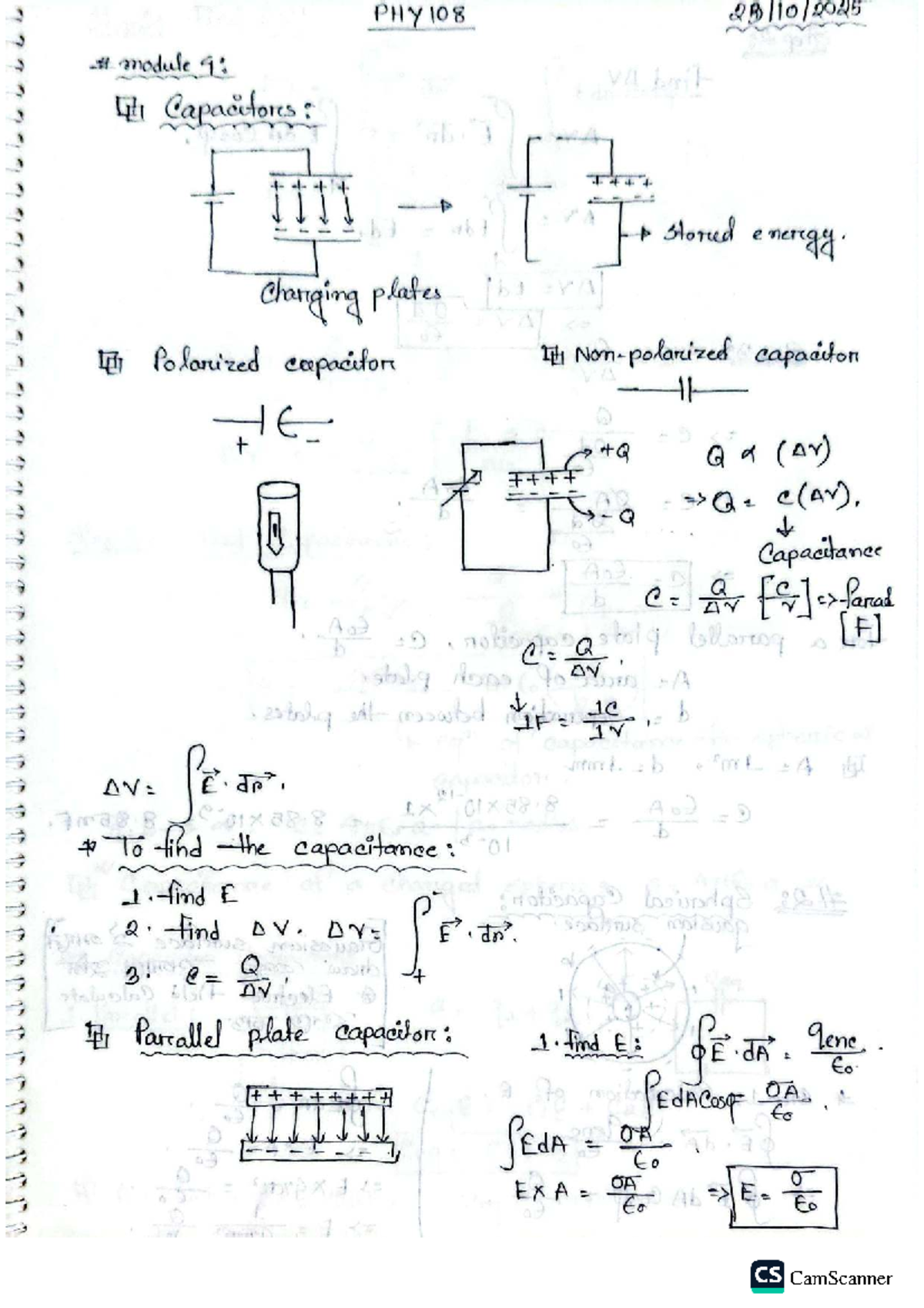 PHY 108 Final Exam Notes: Capacitors and Electric Circuits - Studocu