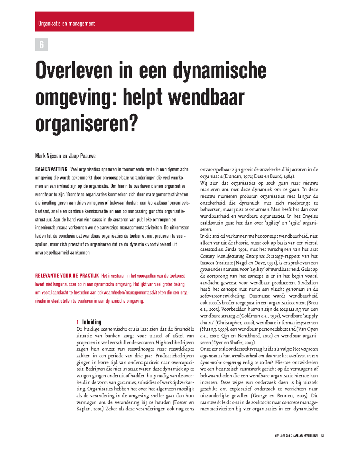 Wendbaarheid en Overleven in Dynamische Omgevingen: Een Casestudy ...
