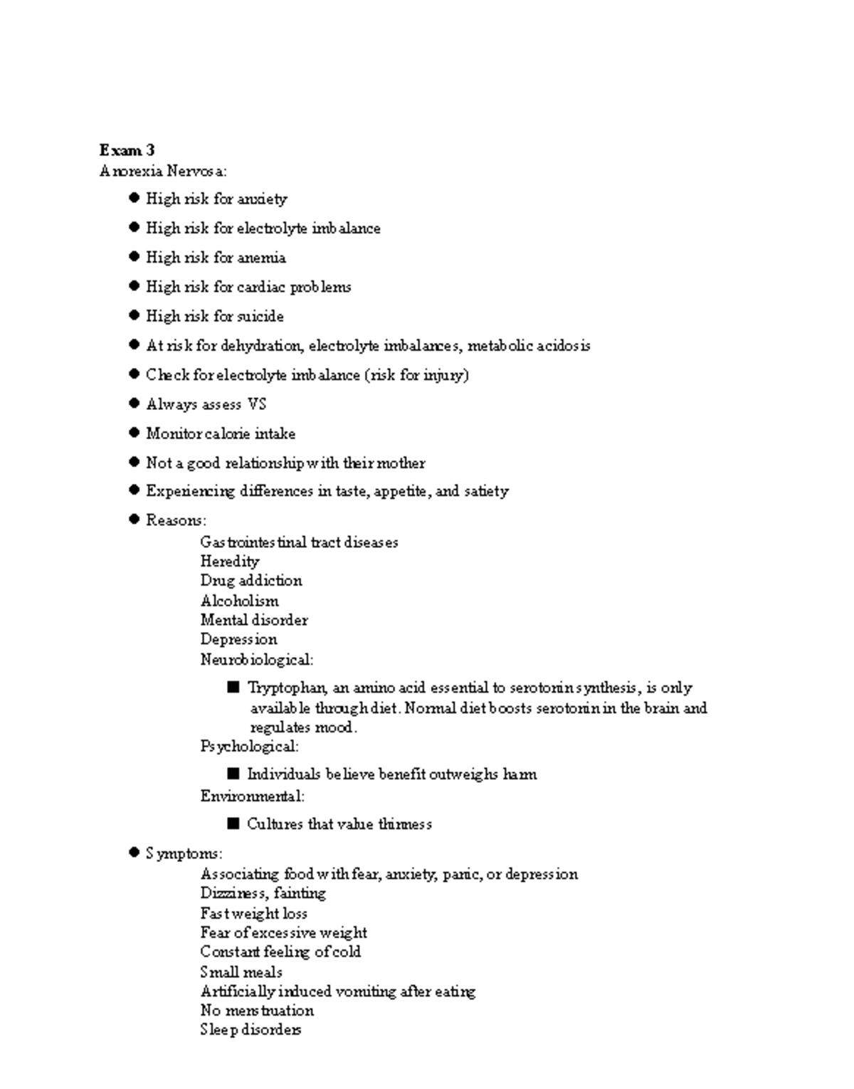 FILE 2336 - Exam 3 Notes on Anorexia, Bulimia, and Mood Disorders - Studocu
