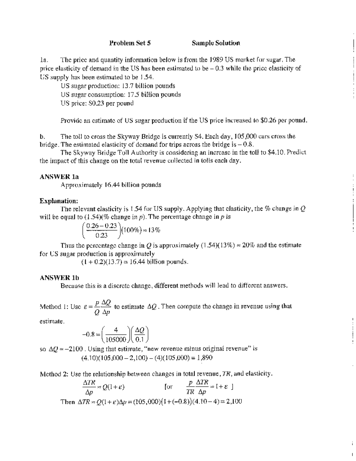 PS 5 solution - assignment 5, assignment 5 - Problem Set 5 Sample ...