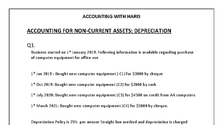Chapter 8: Depreciation in ACCOUNTING OLEVELS - Studocu