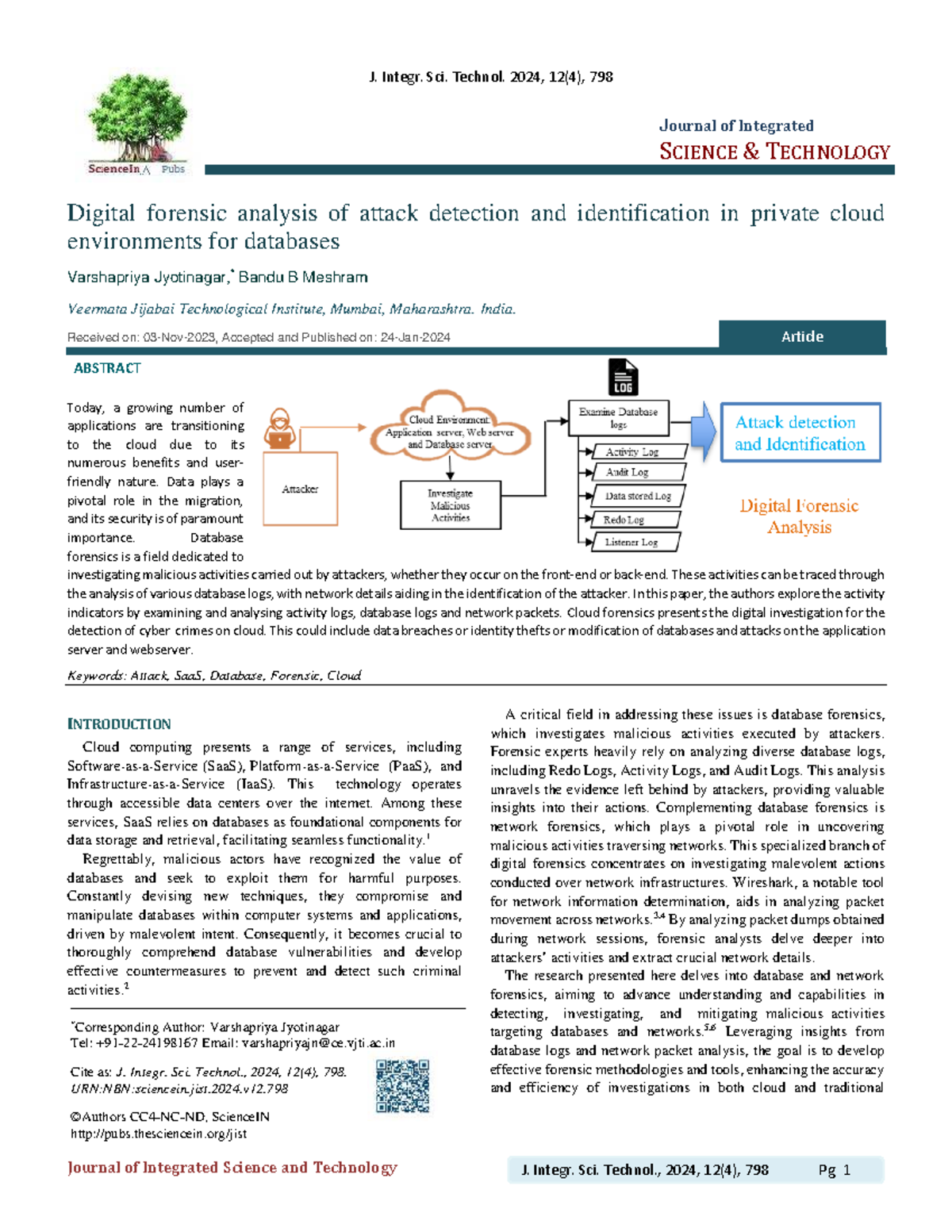 Digital Forensic Analysis of Attack Detection in Cloud Databases (JIST ...