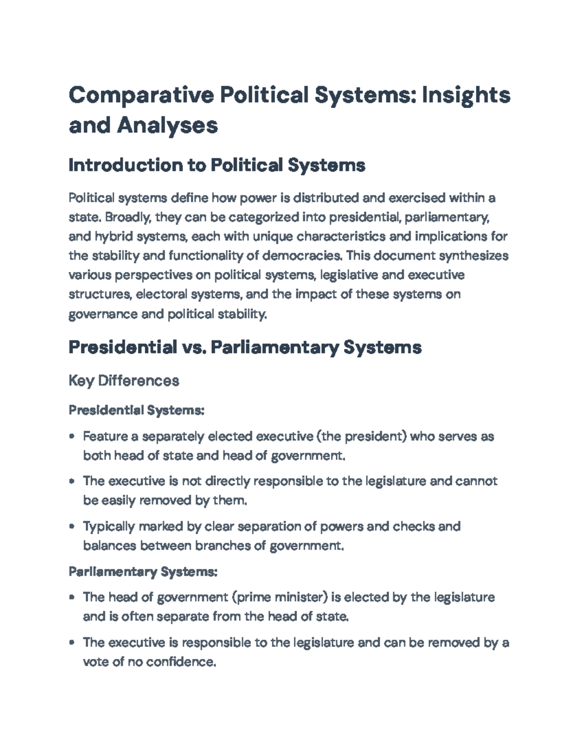 Comparative Political Systems: Examining Democracy and Governance ...