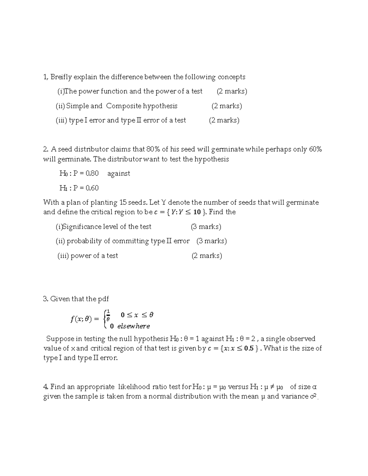 STA 321 Assignment I: Hypothesis Testing Concepts & Errors - Studocu