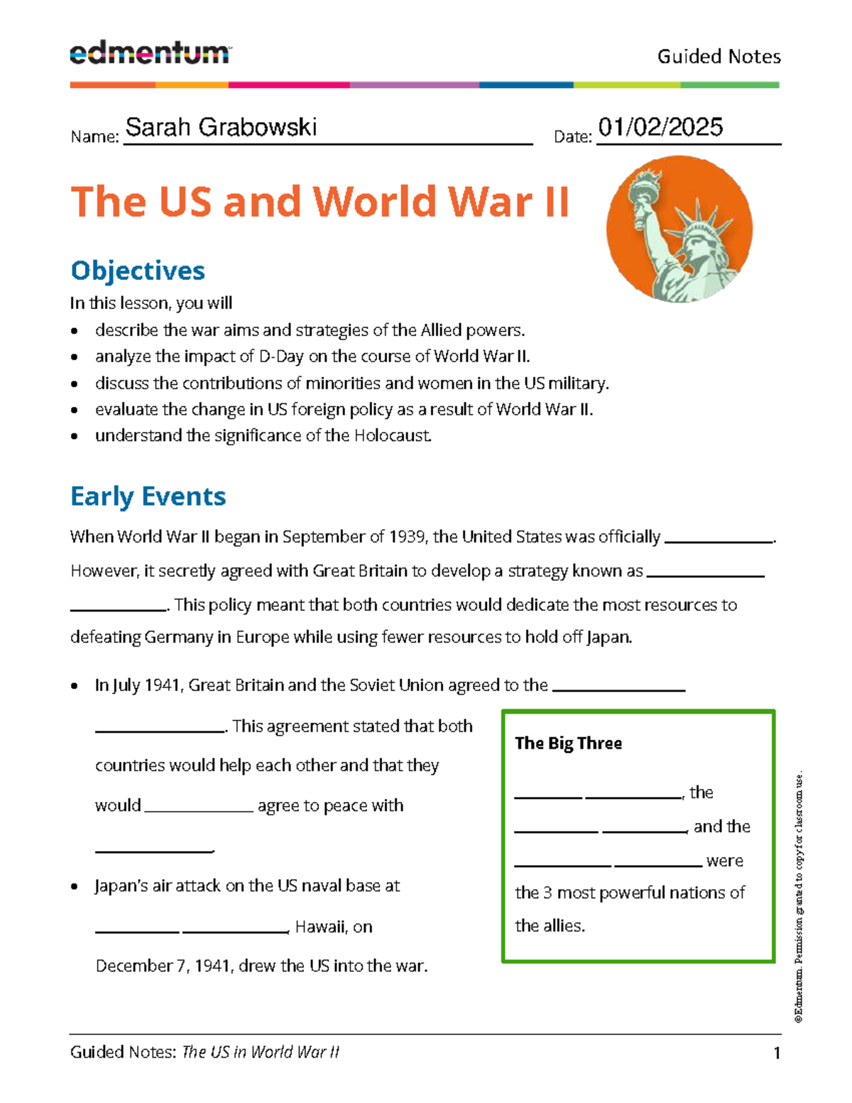 Guided Notes on US Role & Effects in WWII (Hist 101) - Studocu